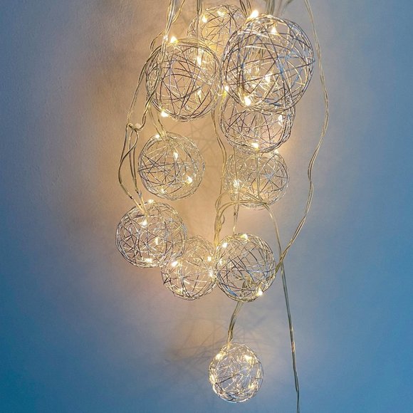 Anthropologie | Holiday | Anthropologie Wire Orbs Balls String Lights ...